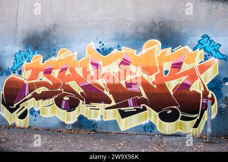 Running mural in Hochelaga neighborhood in Montreal, Quebec, Canada ...