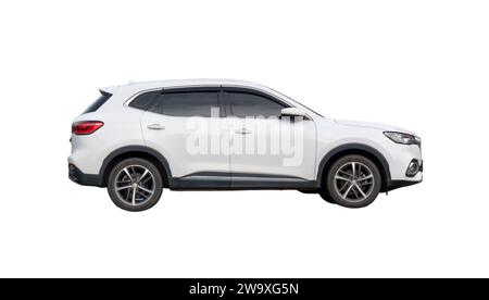 white luxurious hatchback car is isolated on white background with ...