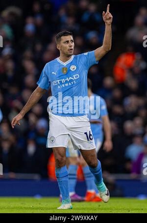 Manchester City's Rodri celebrates scoring his sides second goal during ...