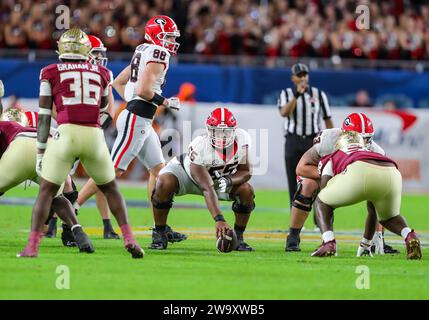 Georgia offensive lineman Jared Wilson runs a drill at the NFL football ...