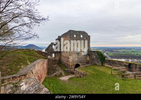 Donaustauf, Donaustauf Castle ruin, river Donau (Danube) in Oberpfalz ...