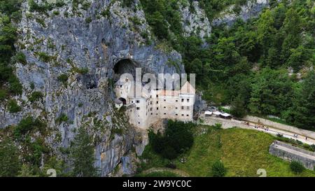 drone photo Predjama castle, Predjamski grad Slovenia Europe Stock ...