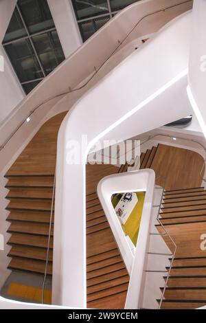 An interior stairwell at the Dongdaemun Design Plaza (DDP) in Seoul ...