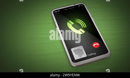 Fictitious smartphone call screen and icons. 3D illustration Stock ...