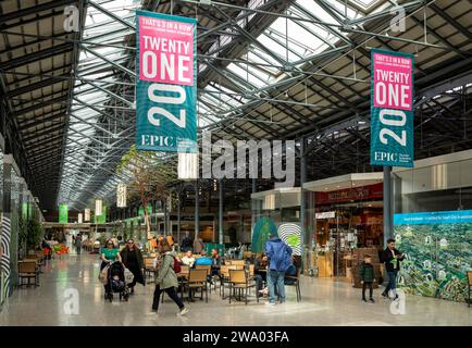 Ireland, Dublin, CHQ building, historic interior of quayside fireproof ...