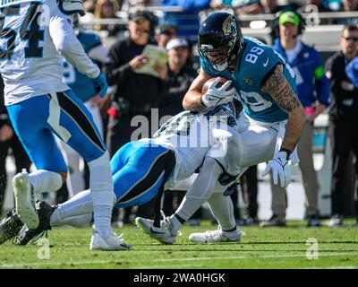 Jacksonville Jaguars tight end Luke Farrell (89) warms up before an NFL ...