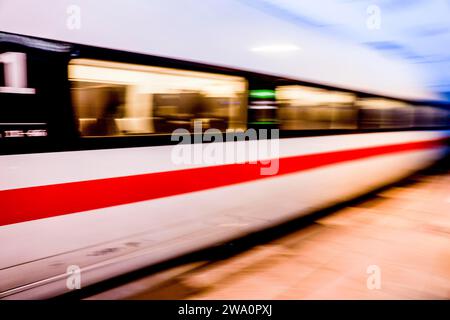1st class carriages of a Deutsche Bahn ICE train, passing through ...