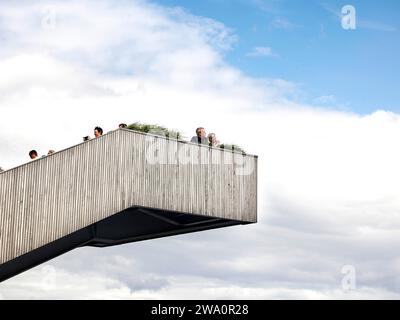 Visitors on the roof terrace of Salling department stores', Aarhus ...