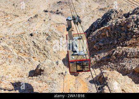 Cable car on ropeway leading to a top of Tahtali mountain in Antalya ...