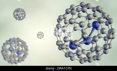 Fullerene C60 molecule 3D scientific model chemical structure Stock ...