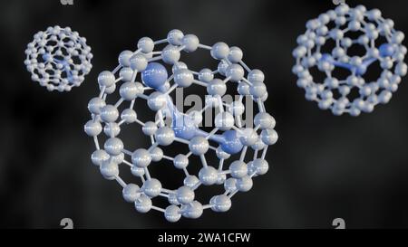 Fullerene C60 molecule 3D scientific model chemical structure Stock ...