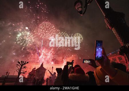 Illustration picture shows fireworks at the New Year's Eve celebrations ...