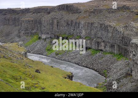 Iceland-Basalt gorge from Dettifoss largest waterfall in Europe Stock ...