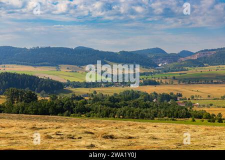Beautiful landscape of glades and clearing full of fields and trees ...