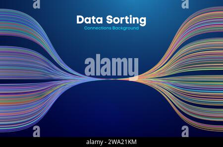 Data sorting colorful lines background. Data flow technology ...