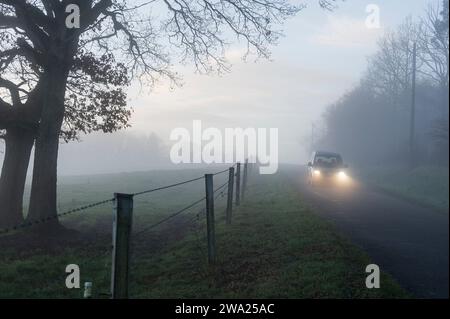 Driving in the mist | Conduire dans le brouillard Stock Photo - Alamy