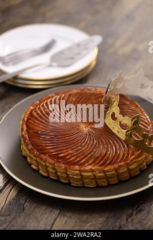Three kings cake or galette des rois in French. Traditional epiphany ...