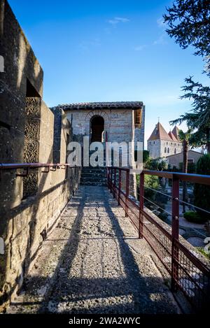 Ramparts in La Cité, medieval citadel. The first walls were built in ...