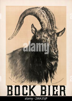 Bock Beer advertisement poster 1884 - King Gambrinus, in royal regalia ...