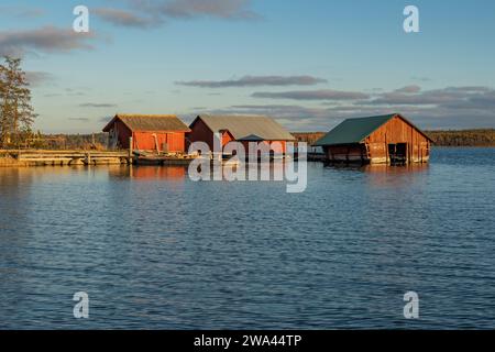 Old traditional boathouse in a quiet village in the archipelago in ...