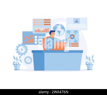 Modern vector flat illustration. Infographic circles template with four ...