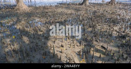 Trees And Spiky Roots Of The Tropical Plant Avicennia Marina, Which ...