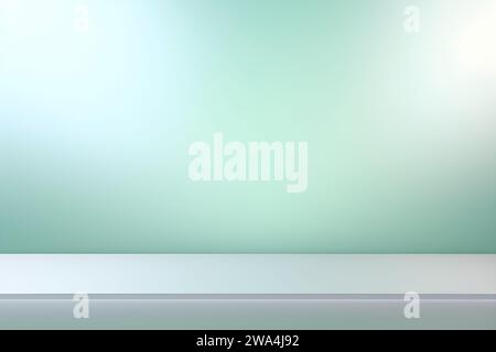 Minimalist light green gradient room background with table top floor ...