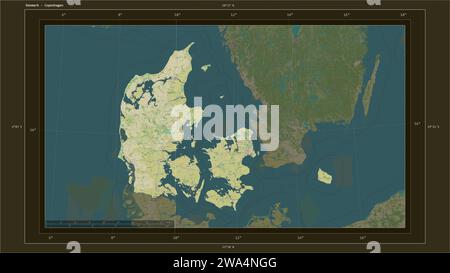 Denmark highlighted on a topographic, OSM Humanitarian style map Stock ...
