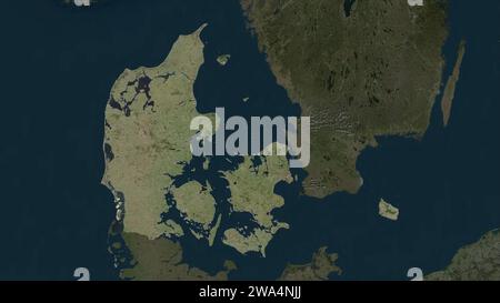 Denmark highlighted on a high resolution satellite map map with the ...