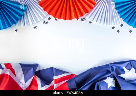 Australia Day greeting card Background with australian flag, silver ...