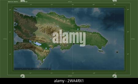 Dominican Republic highlighted on a Pale colored elevation map with ...