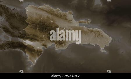 Dominican Republic highlighted on a Colored elevation map with lakes ...