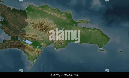 Dominican Republic highlighted on a Pale colored elevation map with ...