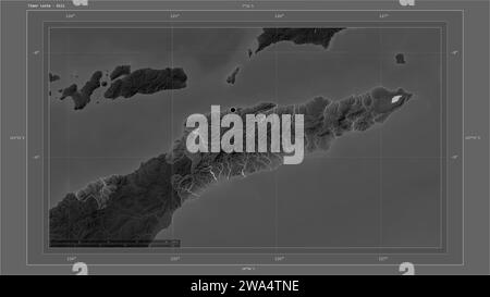 Timor Leste highlighted on a Grayscale elevation map with lakes and rivers Stock Photo - Alamy