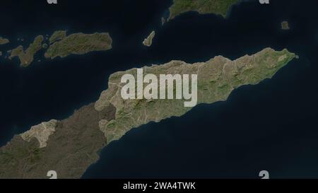 Timor Leste highlighted on a high resolution satellite map map with the country's capital point ...