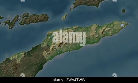 Timor Leste highlighted on a Pale colored elevation map with lakes and rivers map with the ...