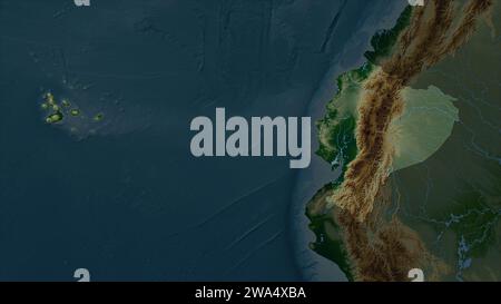 Ecuador with Galapagos Islands highlighted on a Grayscale elevation map ...