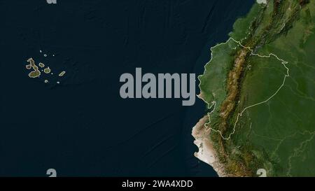 Ecuador with Galapagos Islands outlined on a Colored elevation map with ...