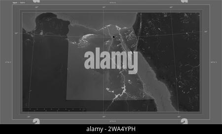 Egypt outlined on a Grayscale elevation map with lakes and rivers Stock ...