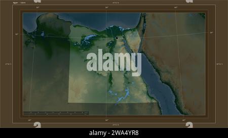 Egypt highlighted on a Colored elevation map with lakes and rivers ...