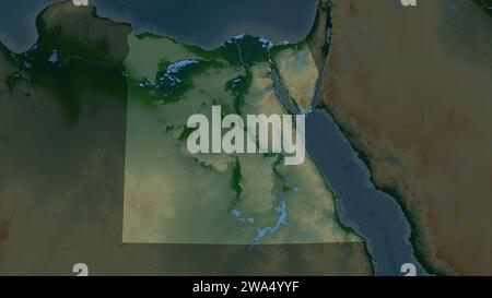 Egypt highlighted on a Colored elevation map with lakes and rivers map ...