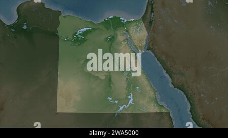 Egypt highlighted on a Pale colored elevation map with lakes and rivers ...