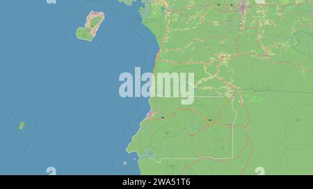 Equatorial Guinea outlined on a topographic, OSM standard style map ...