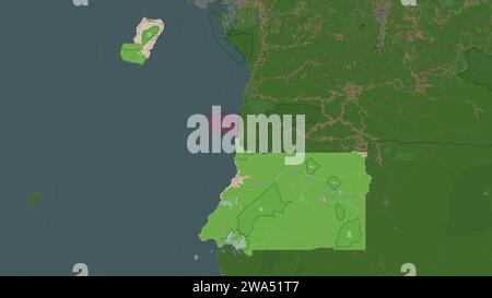 Equatorial Guinea highlighted on a topographic, OSM standard style map ...