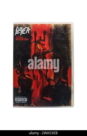 Slayer - Still reigning DVD on dark surface. Lahti, Finland. December ...