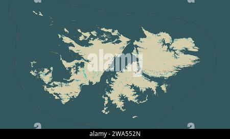 Falkland Islands highlighted on a topographic, OSM standard style map Stock Photo - Alamy