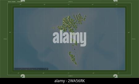 Faroe Islands highlighted on a Pale colored elevation map with lakes and rivers Stock Photo - Alamy