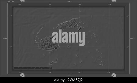 Fiji outlined on a Bilevel elevation map with lakes and rivers Stock Photo - Alamy