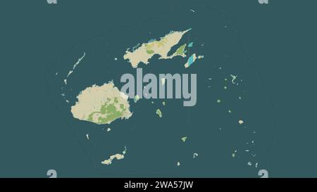 Fiji highlighted on a topographic, OSM France style map Stock Photo - Alamy