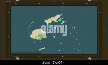 Fiji highlighted on a topographic, OSM France style map Stock Photo - Alamy